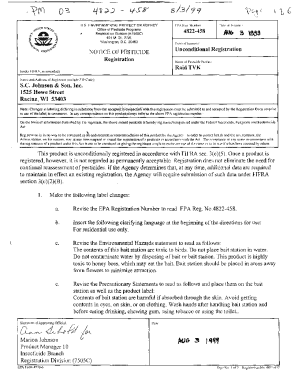 Fillable Online Epa Registration Notice for Raid Tvk Fax Email Print ...