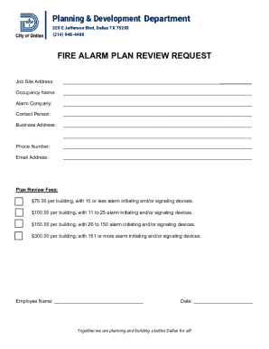 Fillable Online Fire Alarm Plan Review Request Form Fax Email Print ...