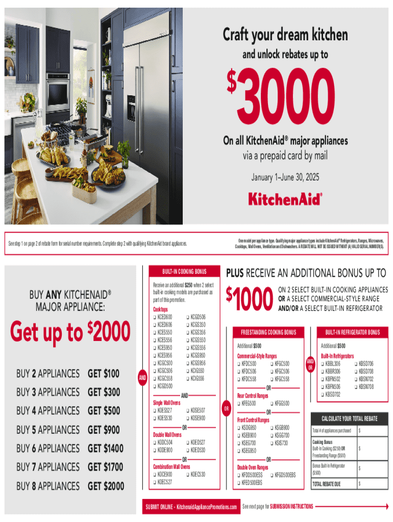 Fillable Online Kitchenaid Major Appliance Rebate Promotion Fax Email Print - pdfFiller