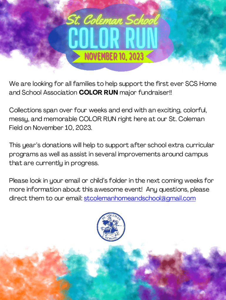 Fillable Online Scs Color Run Fundraiser Information Fax Email Print ...