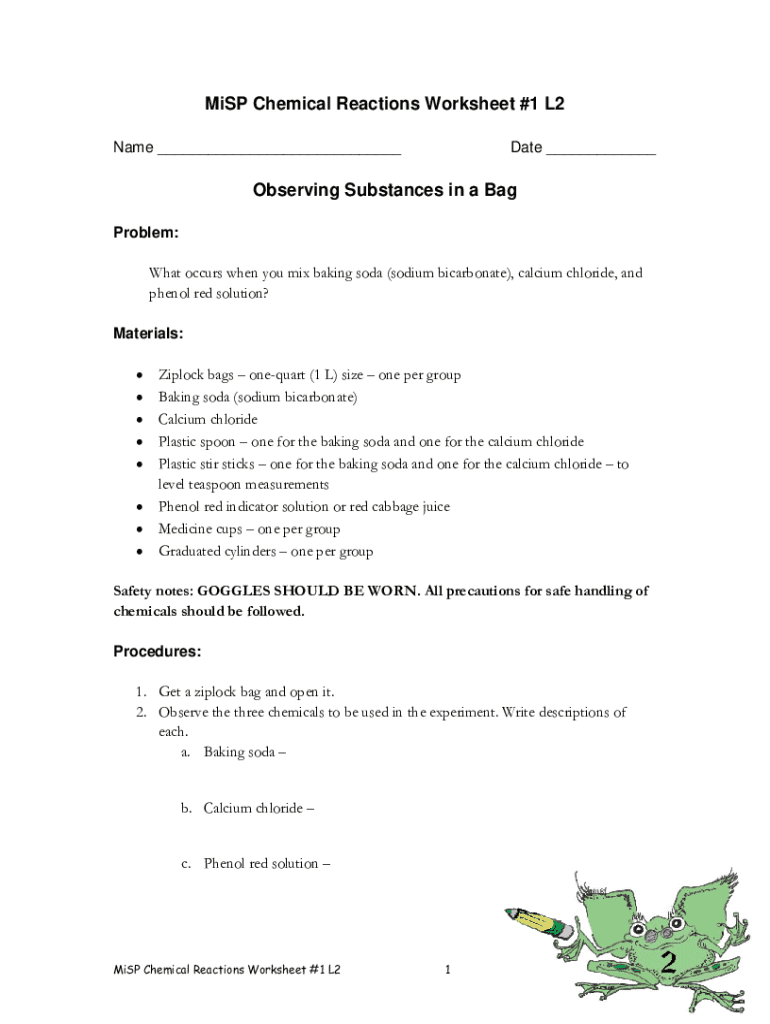 Fillable Online Chemical Reactions Worksheet Fax Email Print - pdfFiller
