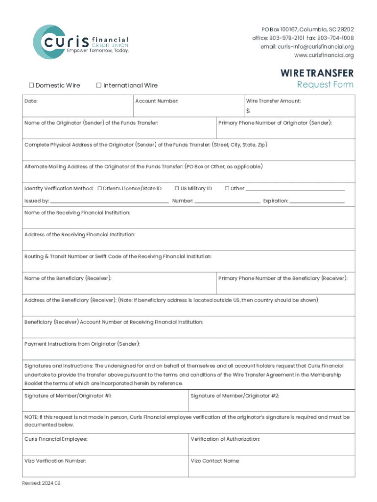 Fillable Online Wire Transfer Request Fax Email Print - pdfFiller