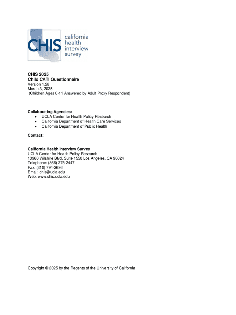 Fillable Online Chis 2025 Child Questionnaire Fax Email Print - pdfFiller