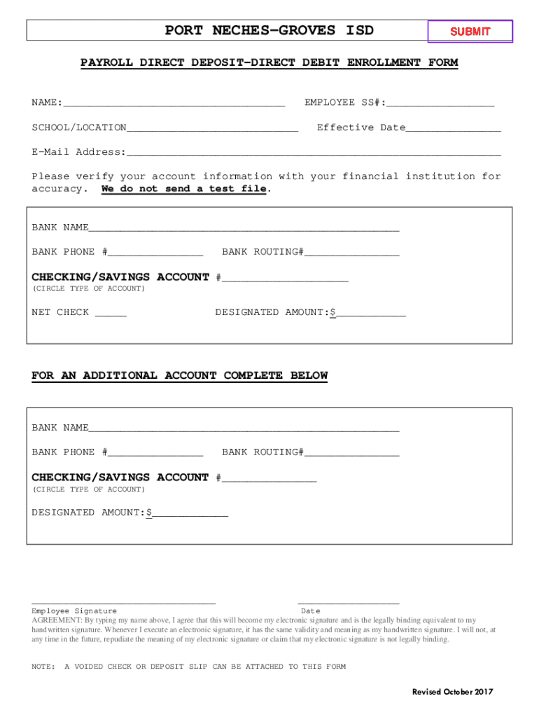 Fillable Online Payroll Direct Deposit Enrollment Fax Email Print ...