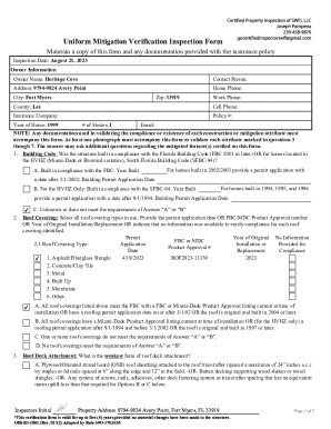 Fillable Online Uniform Mitigation Verification Inspection Form Fax ...