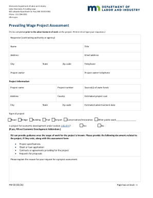 Fillable Online Prevailing Wage Project Assessment Form Fax Email Print - pdfFiller