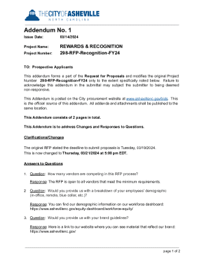 Fillable Online Addendum No. 1 to Rfp for Rewards & Recognition Fax ...