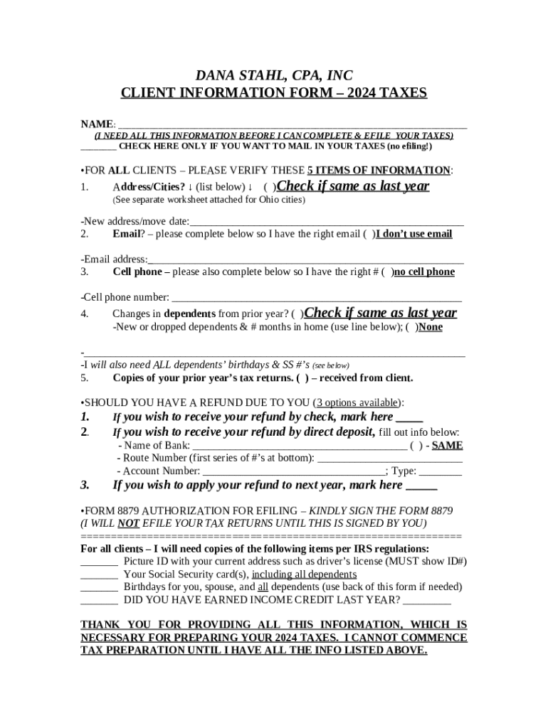 Client Ination - 2024 Taxes Doc Template | pdfFiller