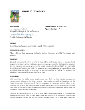 Fillable Online Special Services Agreement With Liebert Cassidy ...