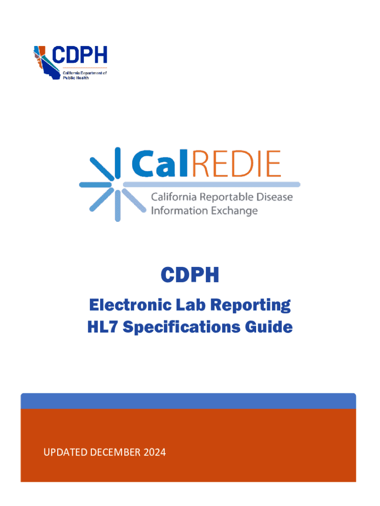 Fillable Online Cdph Electronic Lab Reporting Hl7 Specifications Guide ...