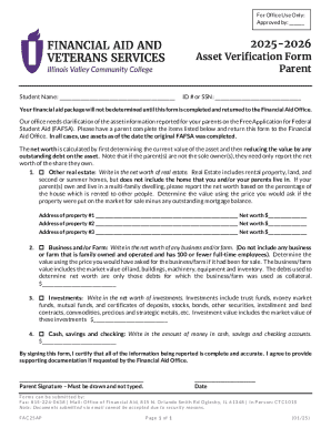 Fillable Online 2025-2026 Asset Verification Form Fax Email Print ...