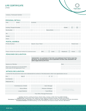 Fillable Online Life Certificate for Pensioners Fax Email Print - pdfFiller