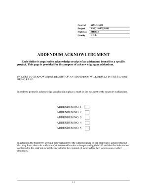 Fillable Online Addendum Acknowledgment for Proposal Bidding Fax Email Print - pdfFiller