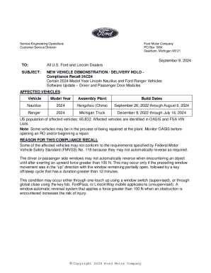 Fillable Online Compliance Recall Notification for Vehicles Fax Email ...