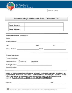 Fillable Online Account Change Authorization for Delinquent Tax ...