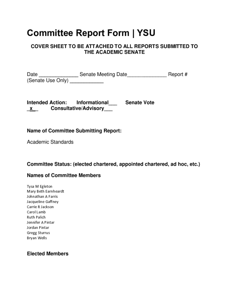 Fillable Online Committee Report Form | Ysu Fax Email Print - pdfFiller