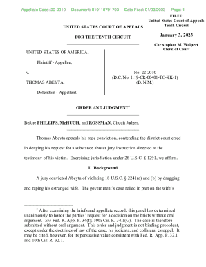Fillable Online United States Court of Appeals Order and Judgment Fax ...
