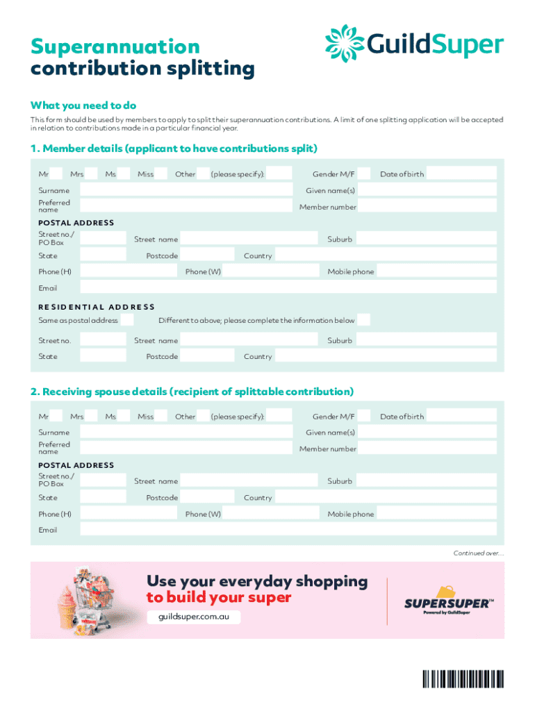 Fillable Online Superannuation Contribution Splitting Fax Email Print - pdfFiller