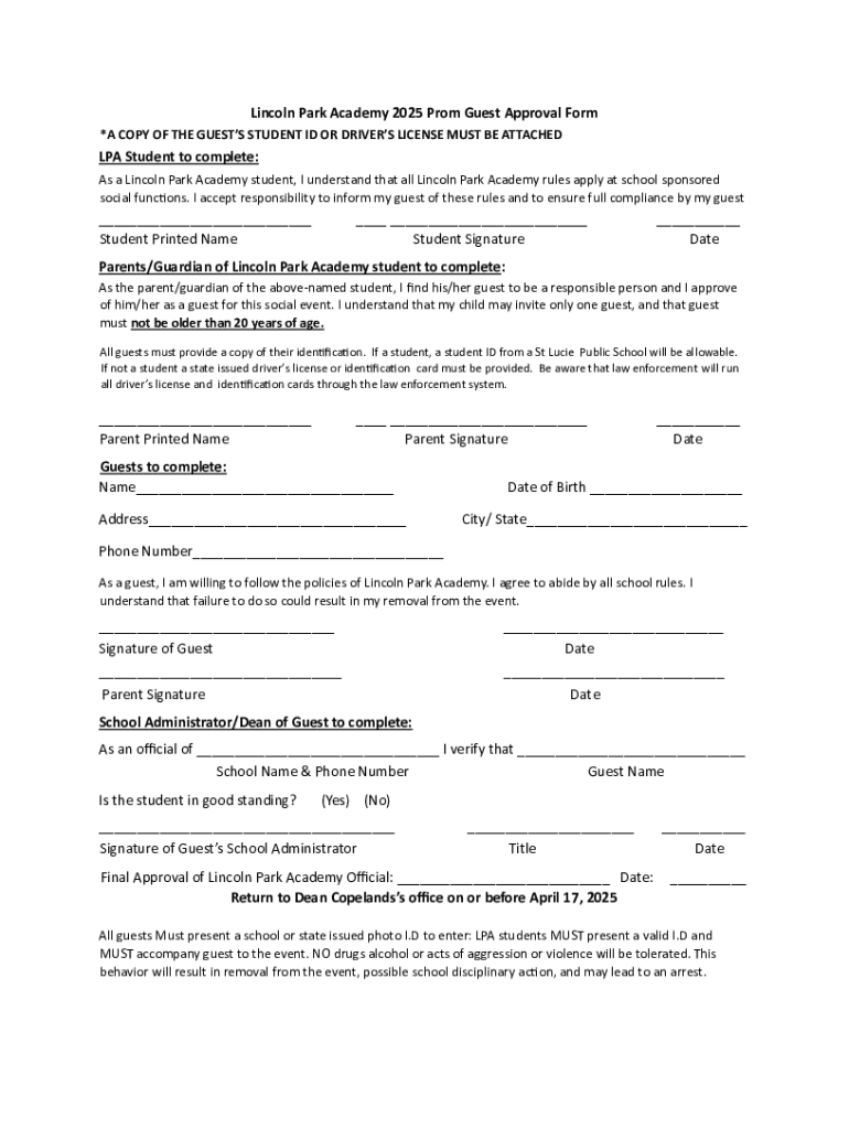 Fillable Online Prom Guest Approval Form Fax Email Print - pdfFiller