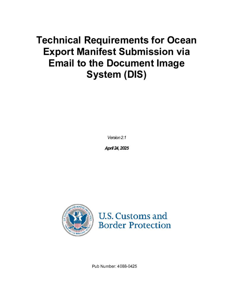 Fillable Online Technical Requirements for Ocean Export Manifest Submission Fax Email Print ...
