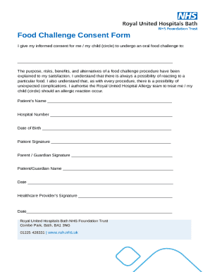 Food Challenge Consent Doc Template | pdfFiller