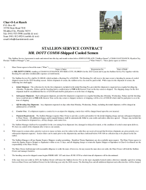 Fillable Online Stallion Service Contract for Mr. Dott Comm-shipped ...