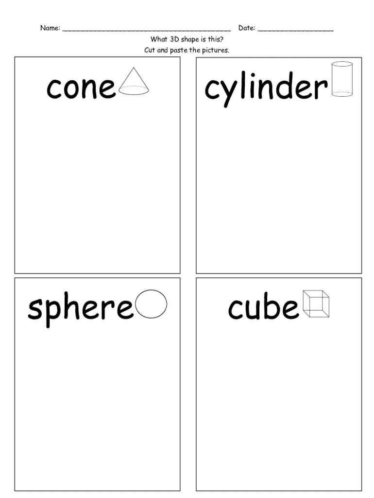 Fillable Online Recognizing 3d Shapes Worksheet Fax Email Print - pdfFiller