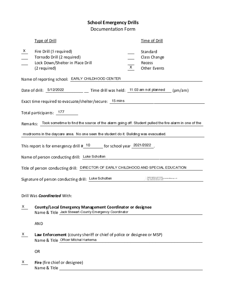 Fillable Online School Emergency Drills Documentation Fax Email Print - pdfFiller
