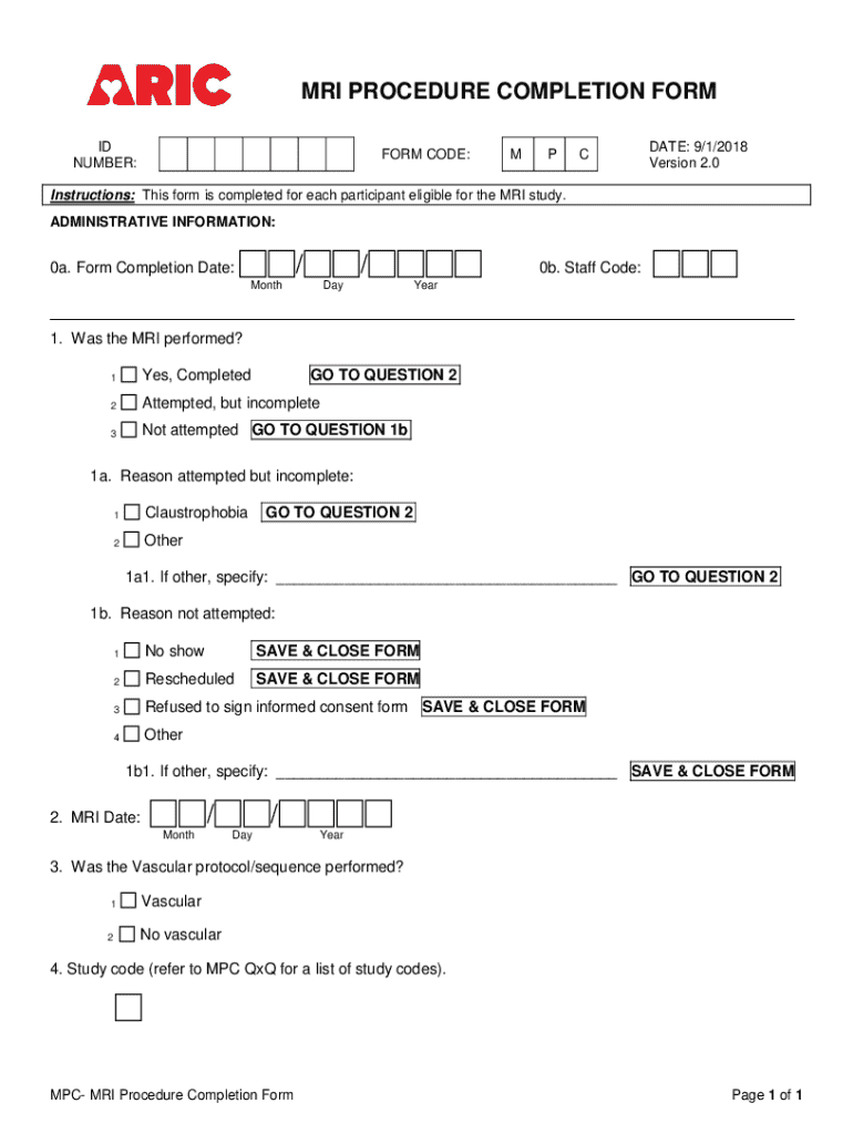 Fillable Online Mri Procedure Completion Form Fax Email Print - pdfFiller