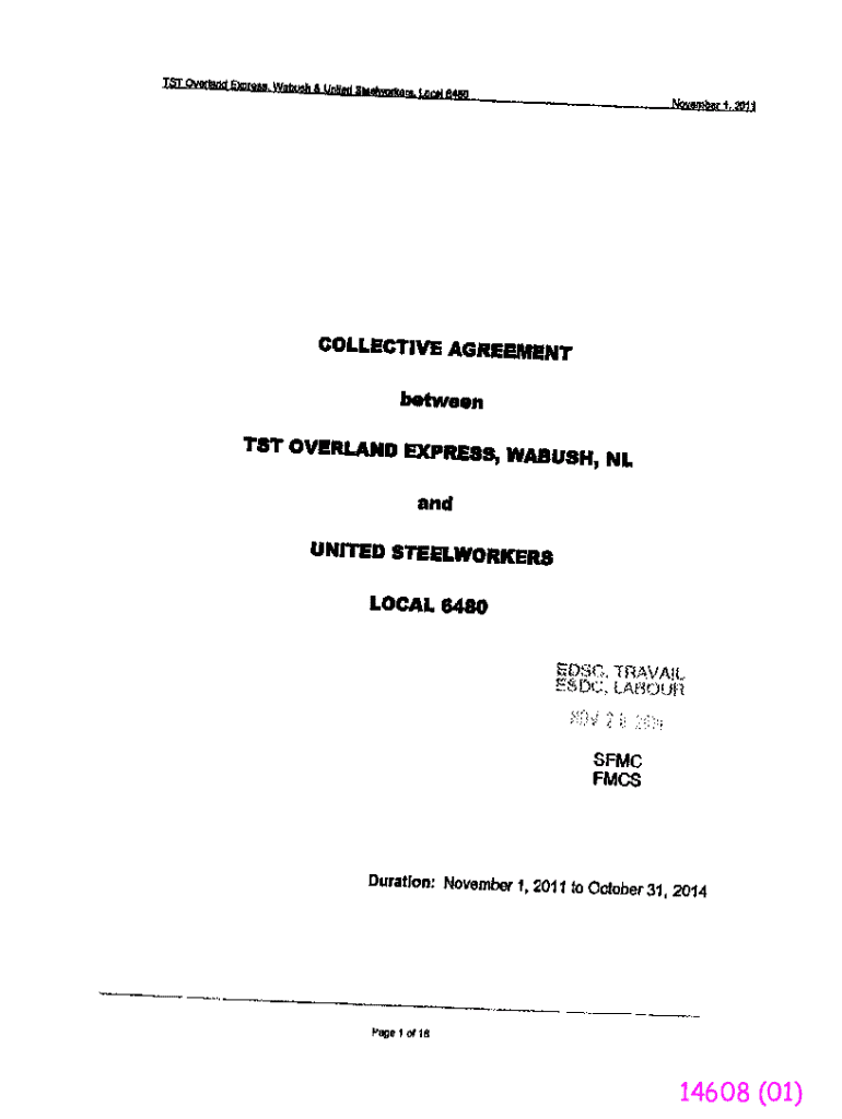 Fillable Online Collective Bargaining Agreement Between Tst Overland ...
