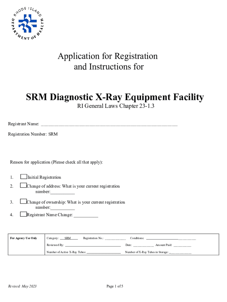 Fillable Online Srm Diagnostic X-ray Equipment Facility Registration Application Fax Email Print ...