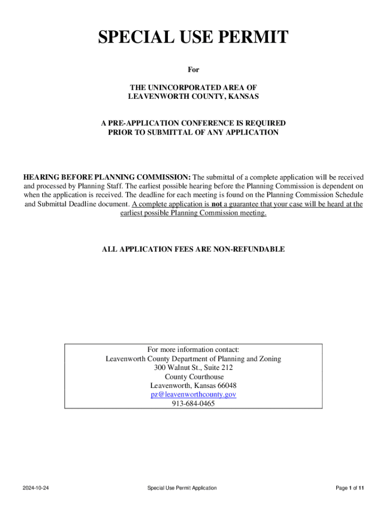 Fillable Online Special Use Permit Application for Leavenworth County ...
