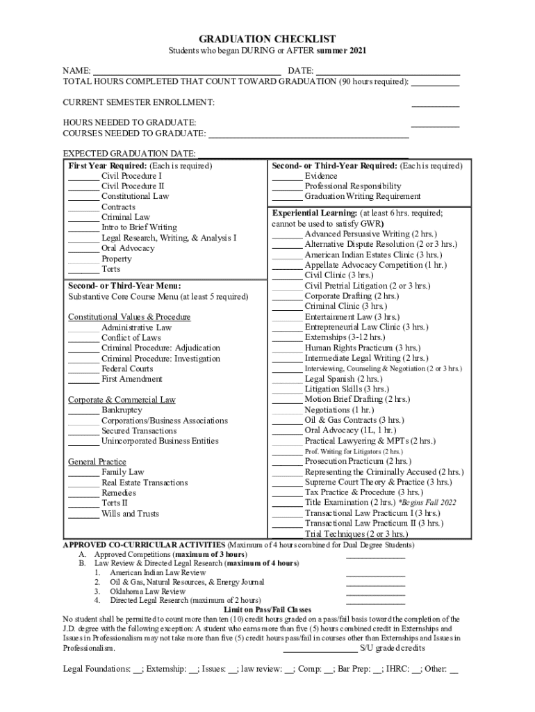 Fillable Online Graduation Checklist for Students Fax Email Print ...