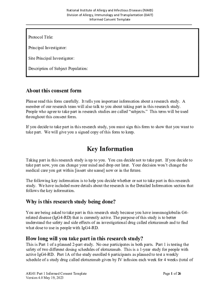 Fillable Online Informed Consent Template for Research Study Fax Email Print - pdfFiller
