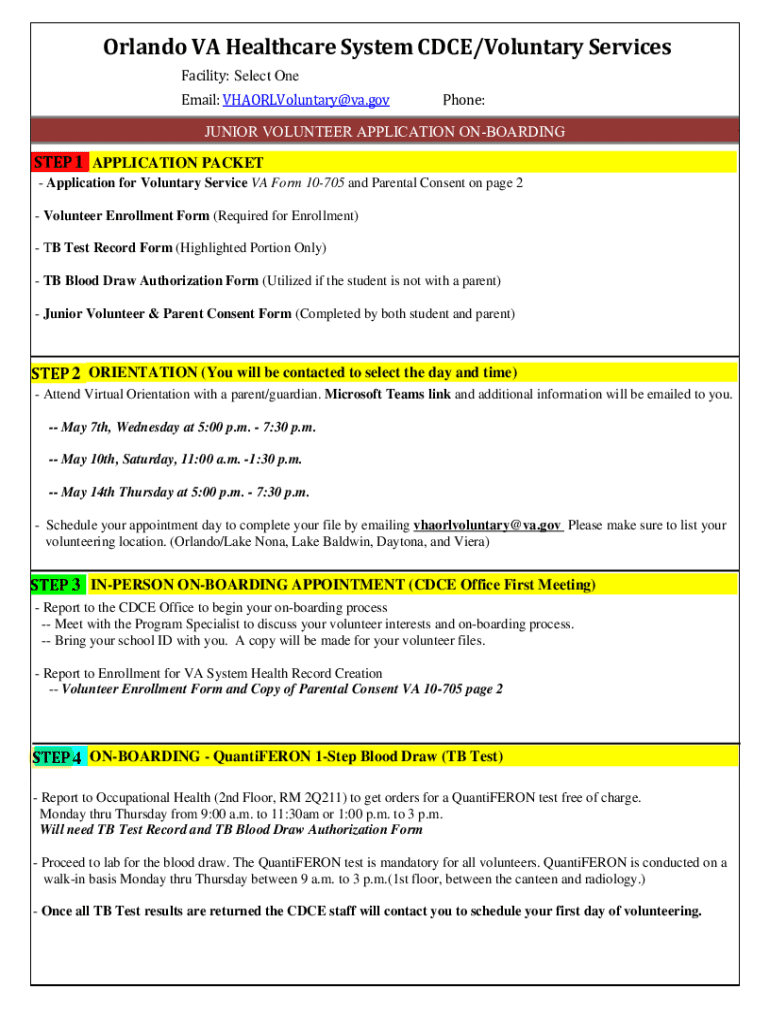 Junior Volunteer Program Application Packet: Fill out & sign online ...