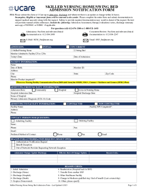 Fillable Online Skilled Nursing Home/swing Bed Admission Notification ...