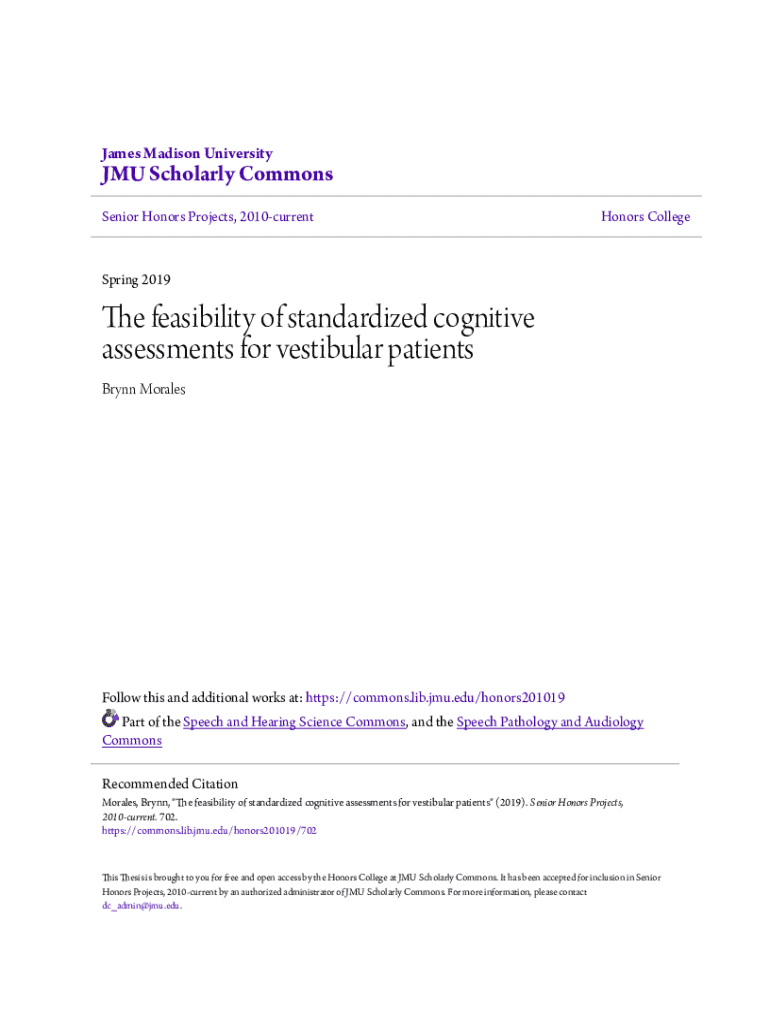 Fillable Online the Feasibility of Standardized Cognitive Assessments for Vestibular Patients ...