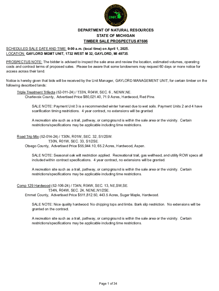 Fillable Online Timber Sale Prospectus Fax Email Print - pdfFiller