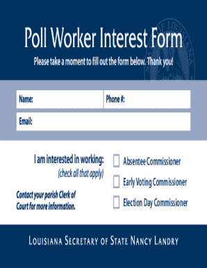 Fillable Online Poll Worker Interest Form Fax Email Print - pdfFiller