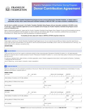 Fillable Online Donor Contribution Agreement for Franklin Templeton ...