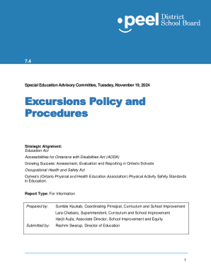 Fillable Online Excursions Policy and Procedures Fax Email Print ...