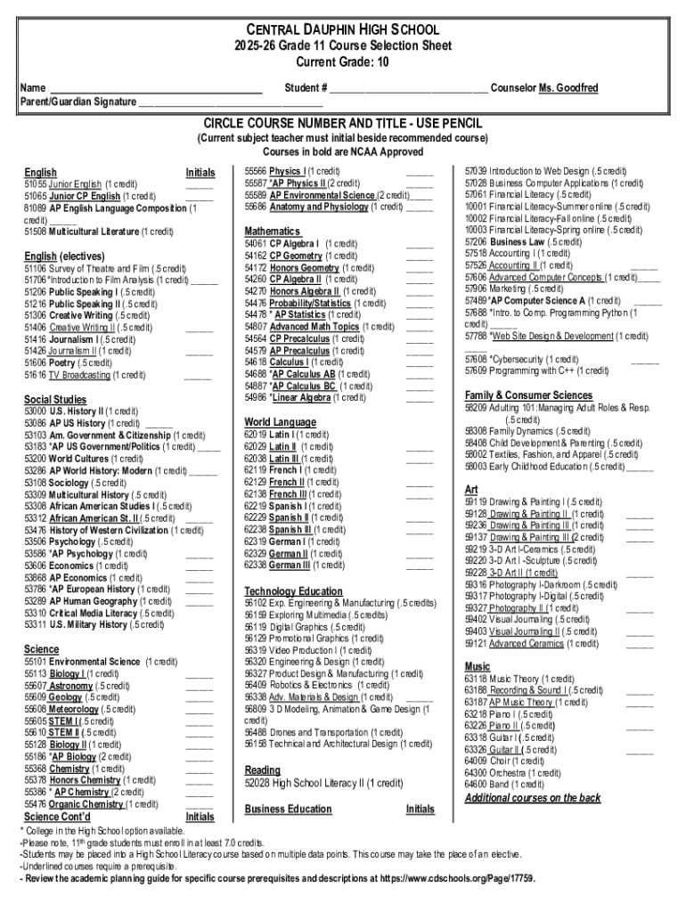 Fillable Online Grade 11 Course Selection Fax Email Print - pdfFiller