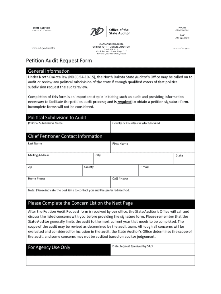 Fillable Online Petition Audit Request Form Fax Email Print - pdfFiller