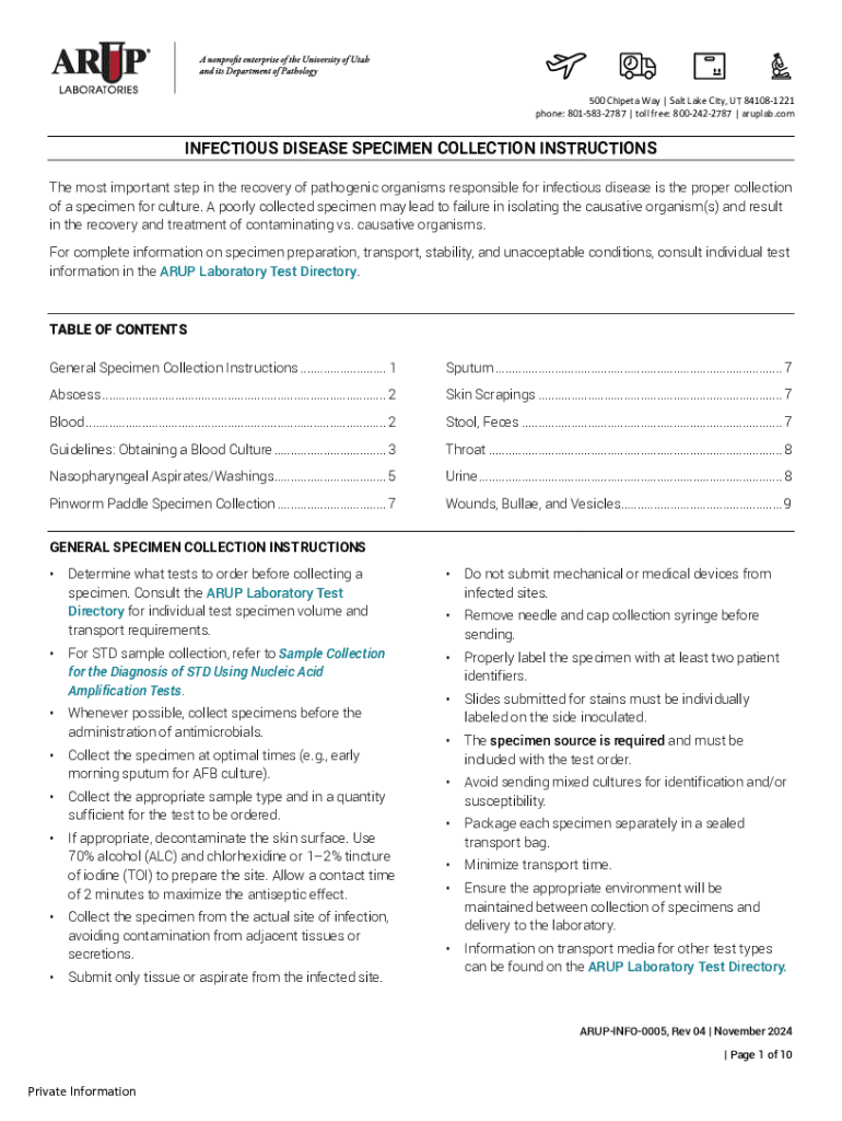 Fillable Online Infectious Disease Specimen Collection Instructions Fax ...