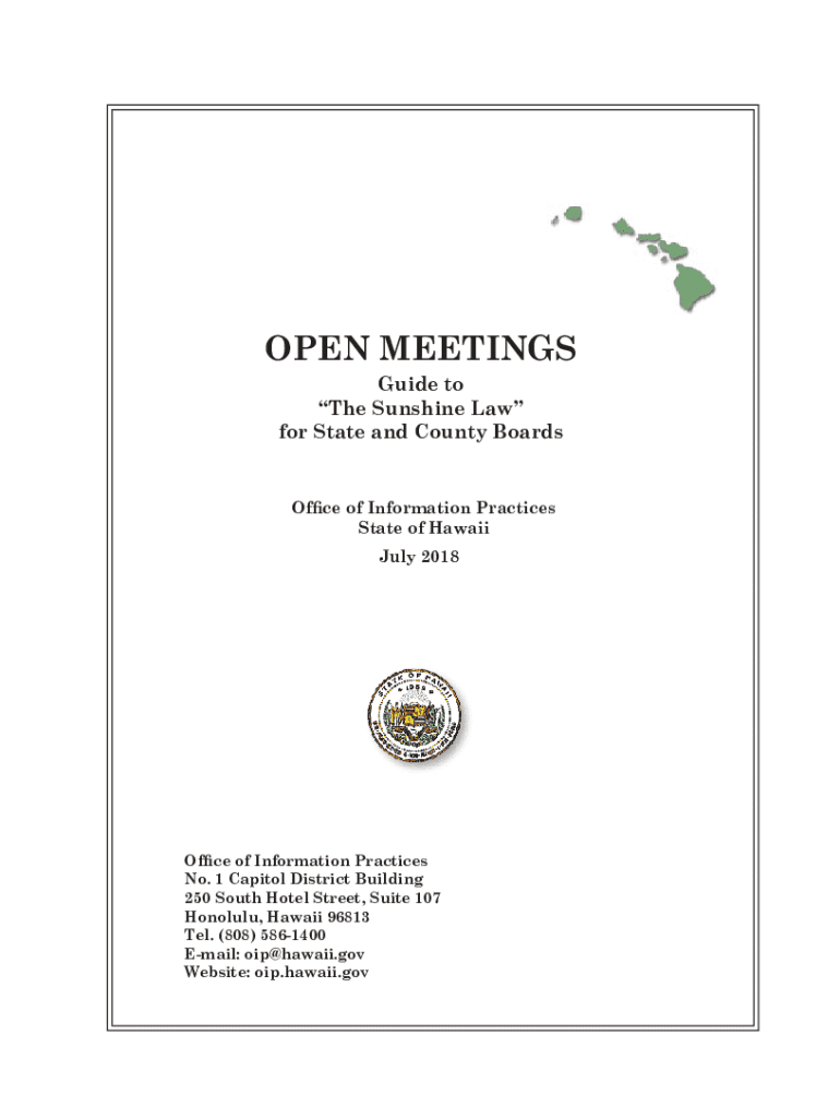 Fillable Online Guide to the Sunshine Law for State and County Boards ...