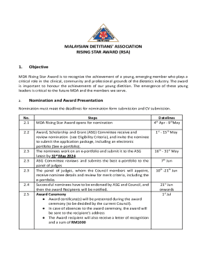 Fillable Online Mda Rising Star Award Nomination Fax Email Print - pdfFiller