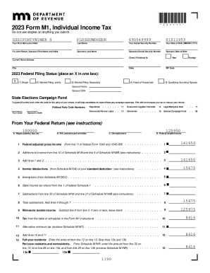 Fillable Online Minnesota Individual Income Tax Form M1 - 2023 Fax ...