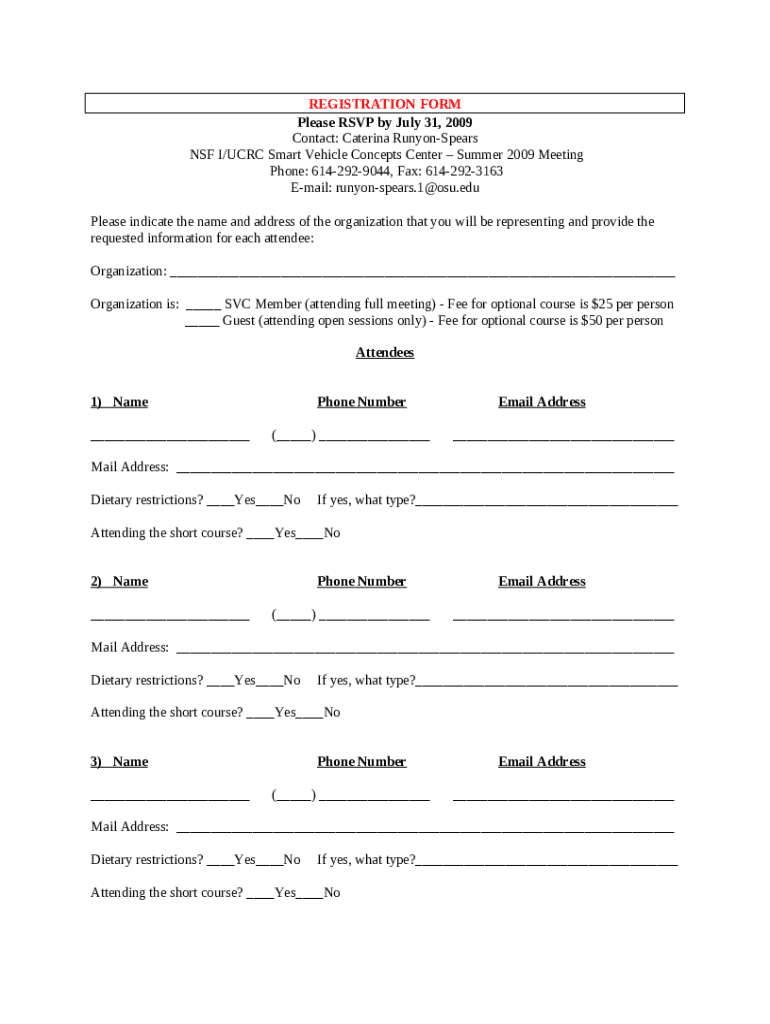 Smart Vehicle Concepts Center Registration Doc Template | pdfFiller