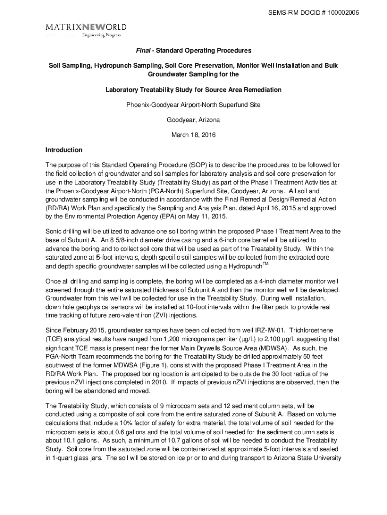 Fillable Online Standard Operating Procedures for Soil and Groundwater ...