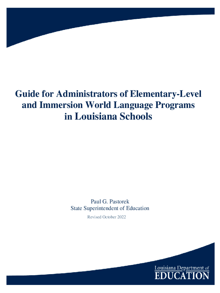 Fillable Online Guide for Administrators of Elementary-level and Immersion World Language ...